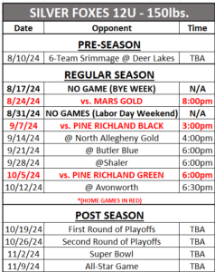Game Schedules (All Teams) – Fox Chapel Area Little Foxes and Foxettes